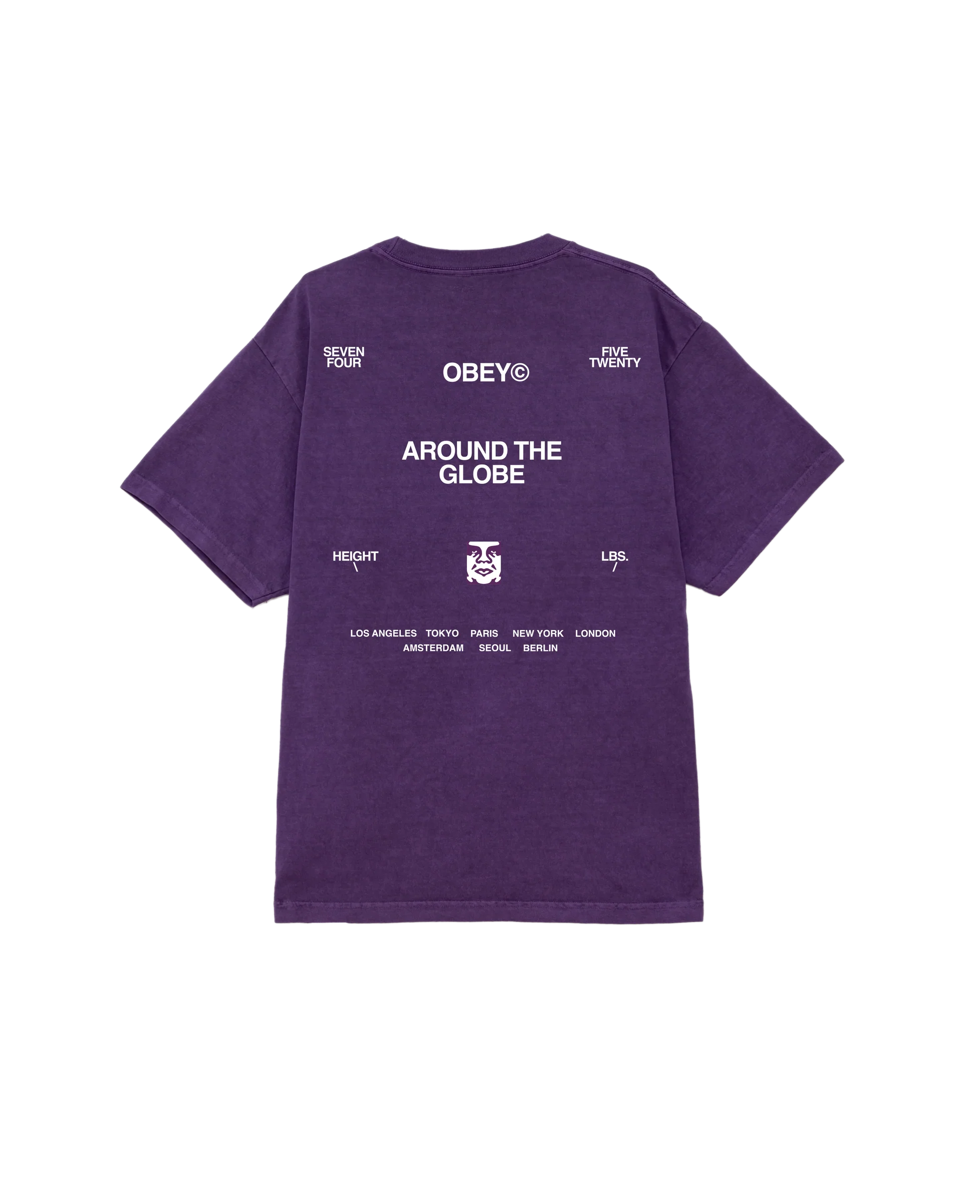 OBEY - AROUND THE GLOBE PIGMENT TEE - IMPERIAL PURPLE – Marcel Skateshop