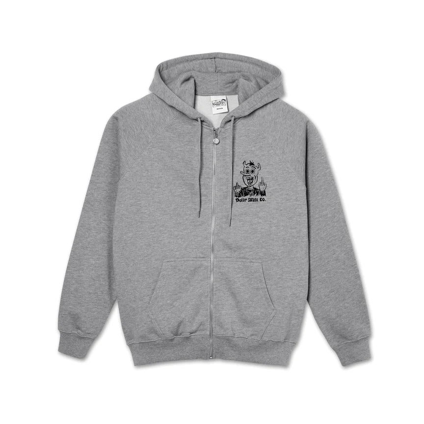 POLAR - DEVIL MAN ZIP HOODIE - HEATHER GREY – Marcel Skateshop